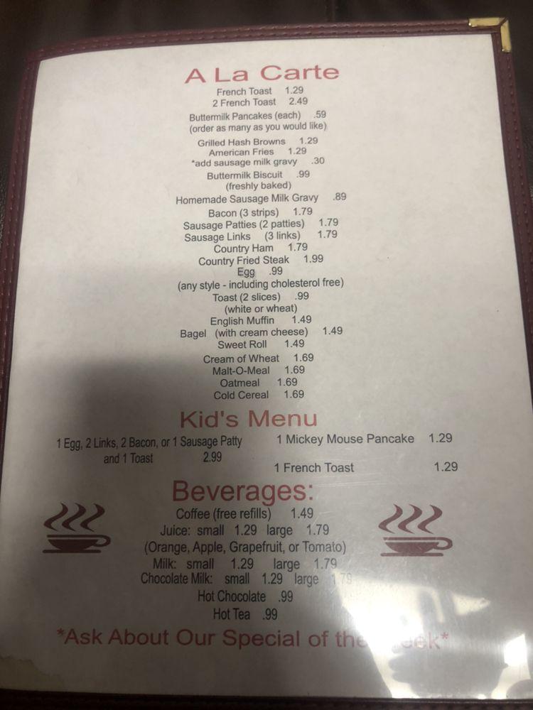 Menu at Reids' Harvest House restaurant, Chester
