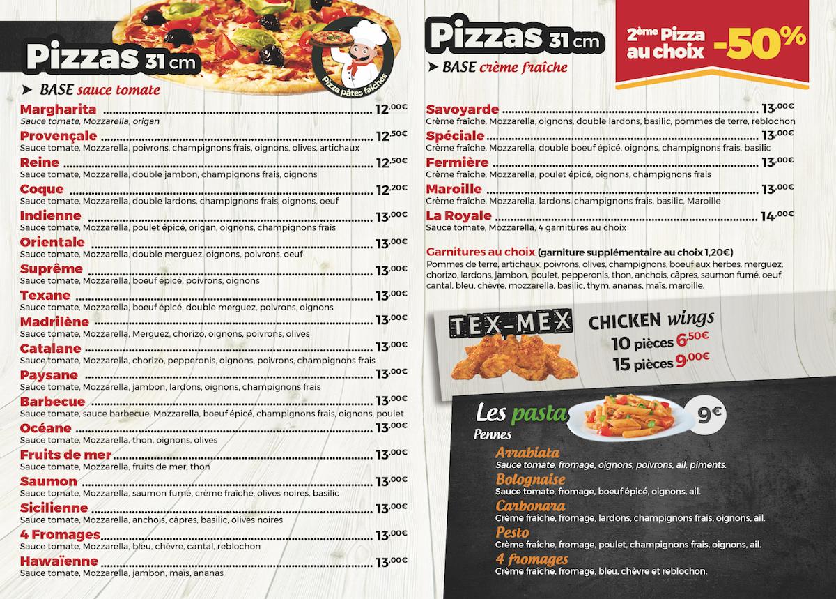 Menu at Royal Pizza pizzeria, Faches-Thumesnil