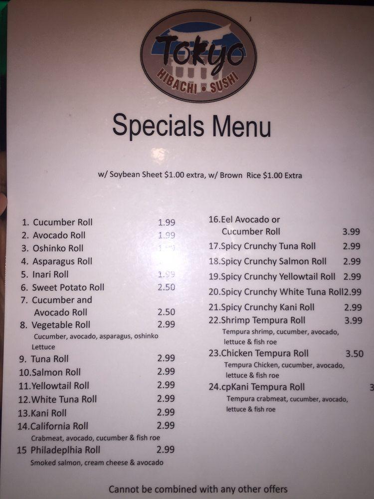 Menu at Tokyo - Hibachi & Sushi restaurant, Medina