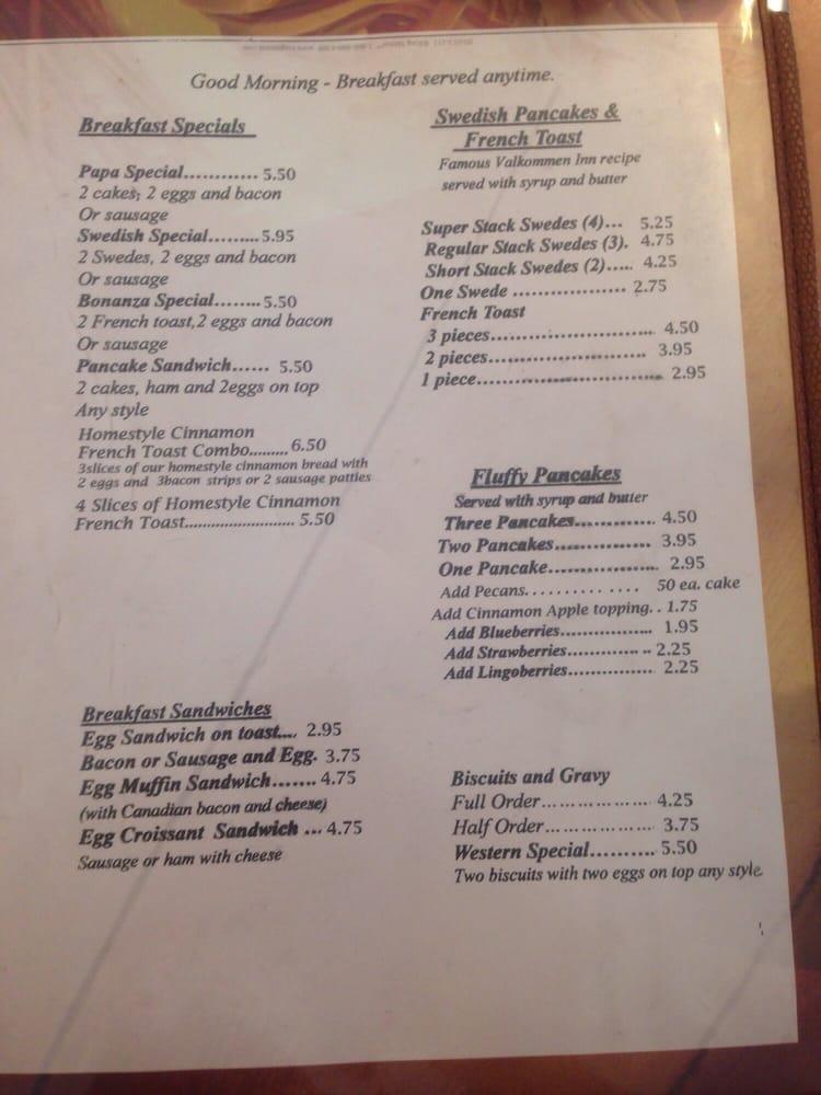 Menu at Uncle John's restaurant, Belvidere