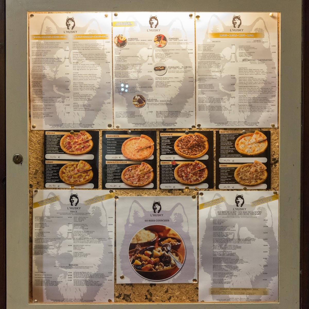 Menu au Restaurant HUSKY, Pas de la Casa