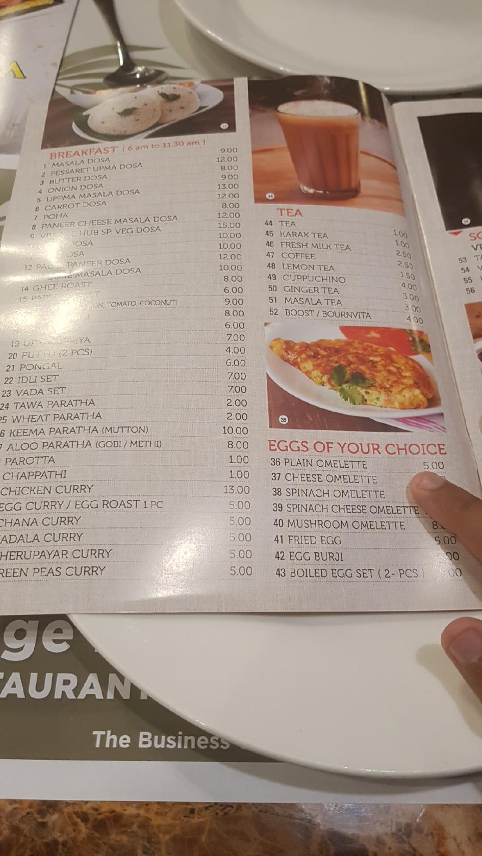 Menu at Village Hub Restaurant, Dubai