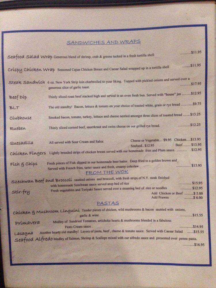 Menu at Blue Ox Pub, Lumby, Vernon St