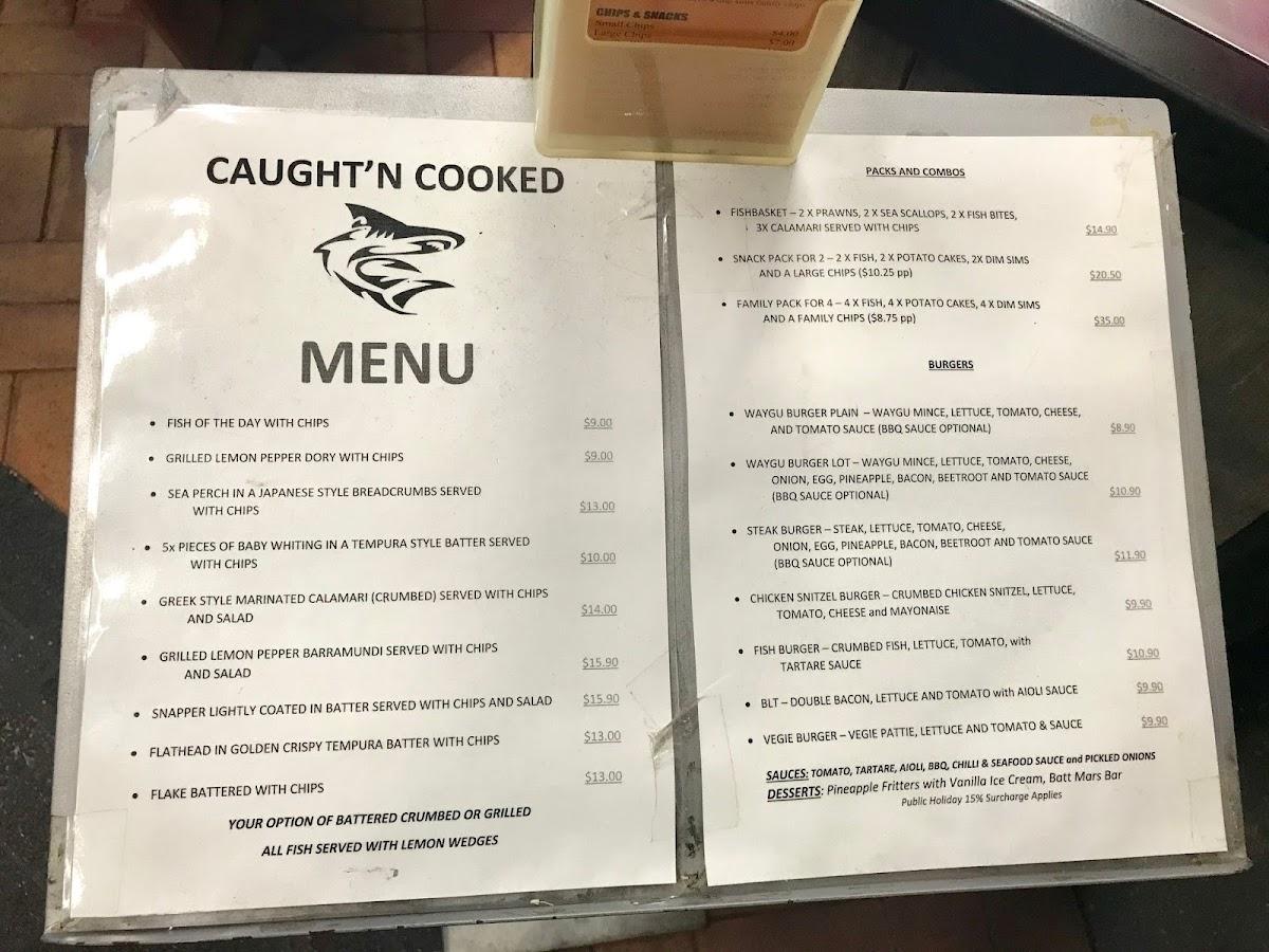 Menu at Caught 'n Cooked Fish & Chips Broadbeach fast food, Broadbeach ...