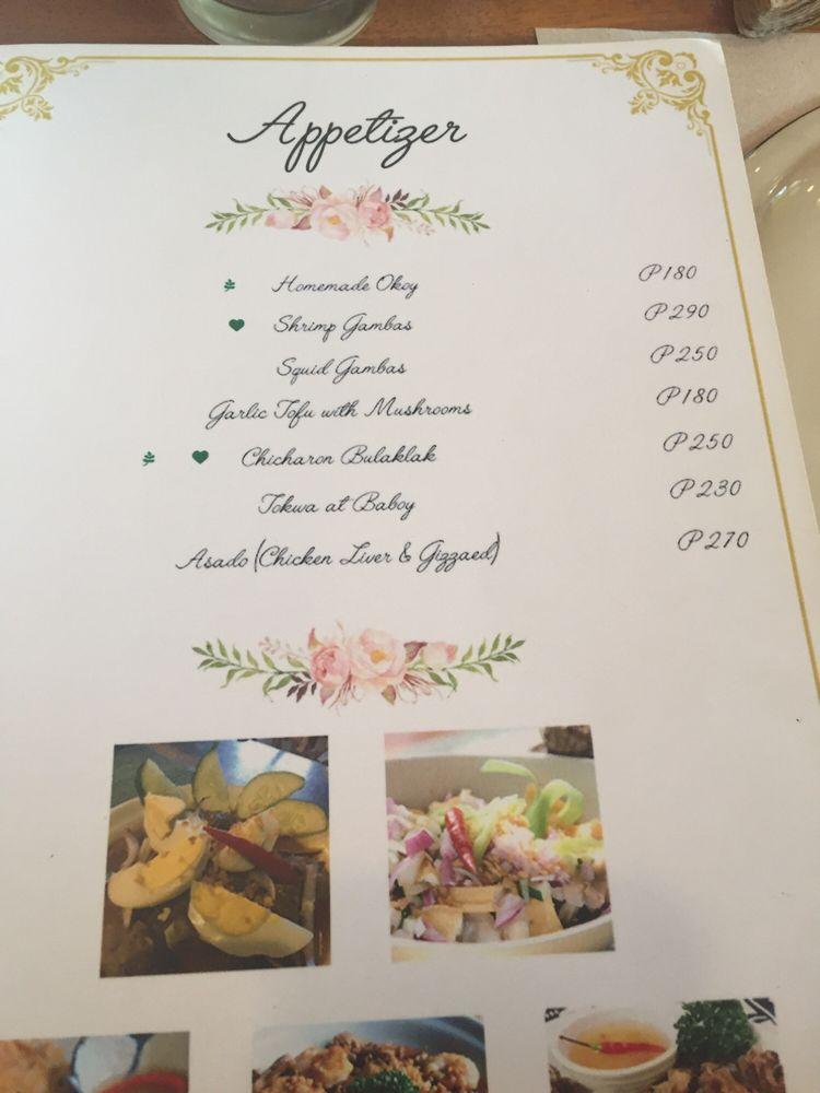 Menu at Concha's Garden Cafe, Tagaytay, 1