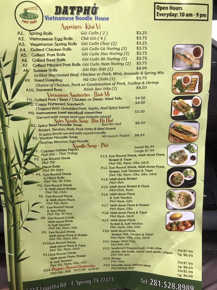 Menu at Datpho restaurant, Spring