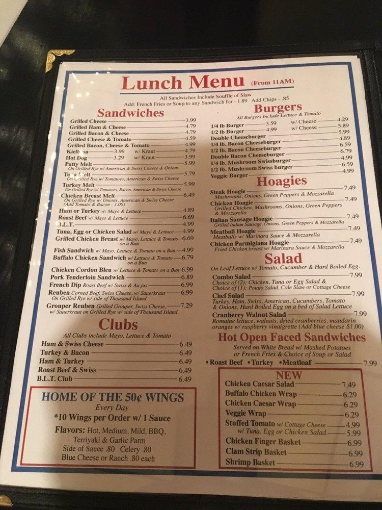Menu at Frank's Restaurant, Hudson, U.S. Hwy 19