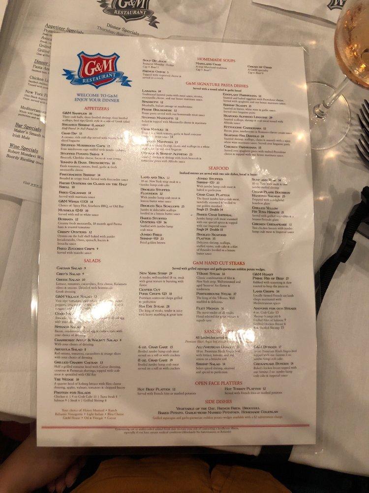 Menu at G & M Restaurant, Linthicum Heights, 804 N Hammonds Ferry Rd