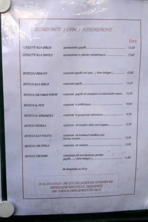 Speisekarte von La Locanda restaurant, Braunschweig