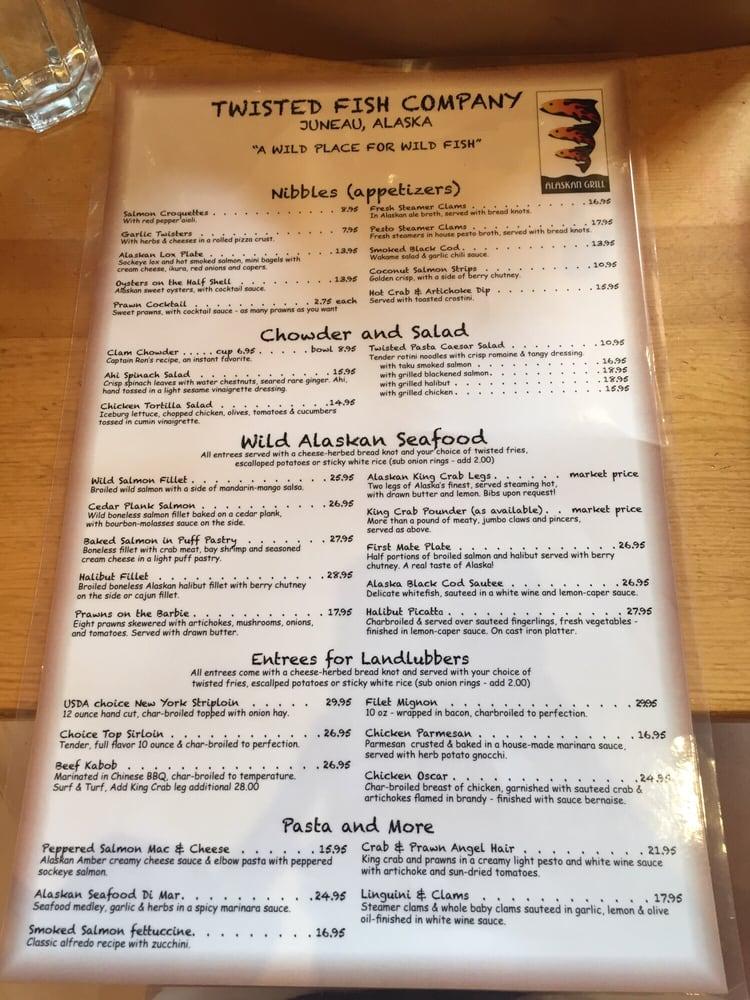 Menu at Twisted Fish Company Alaskan Grill pub & bar, Juneau