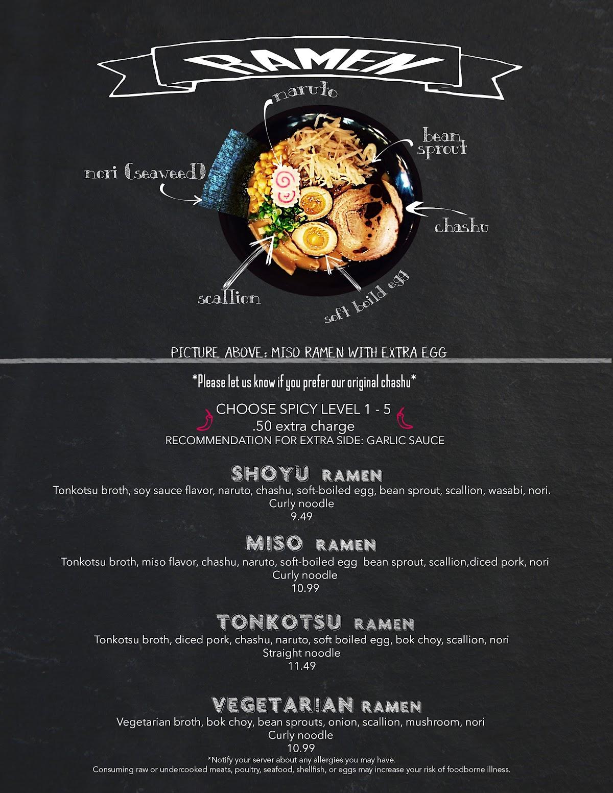 Menu at Uma Uma restaurant, Ellicott City