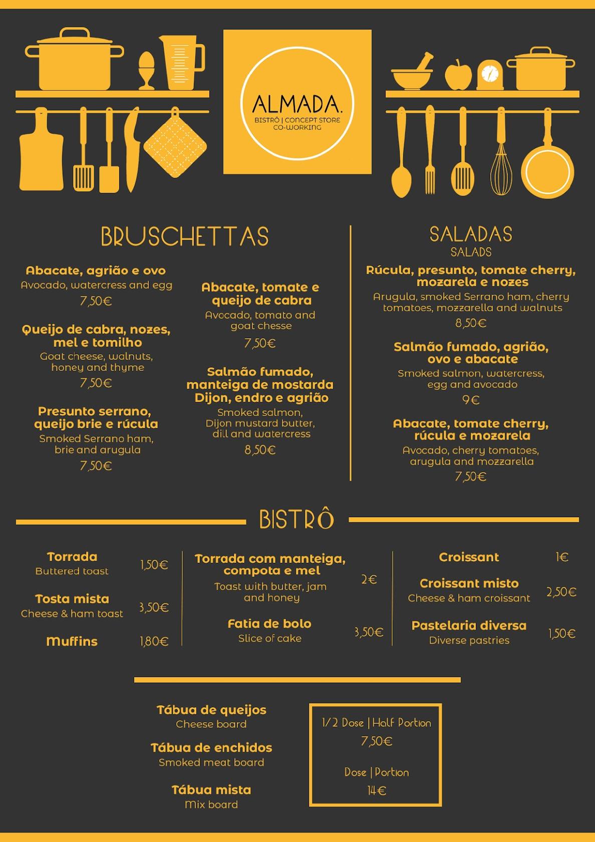 Menu at Almada Ponto - Bistrô, Cowork & Concept Store pub & bar, Porto