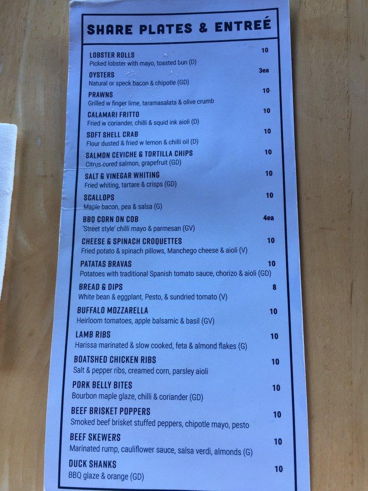 Menu at Boatshed pub & bar, Cairns