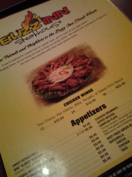 Menu at Buzz Inn Steakhouse, Everett, 3121 Broadway
