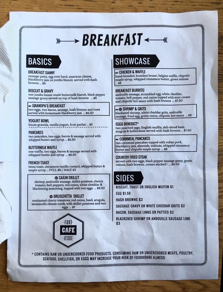 Menu at Fort Jesse Cafe, Normal, Fort Jesse Rd #1