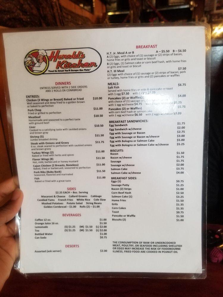 Menu at Harold's Kitchen restaurant, Richmond