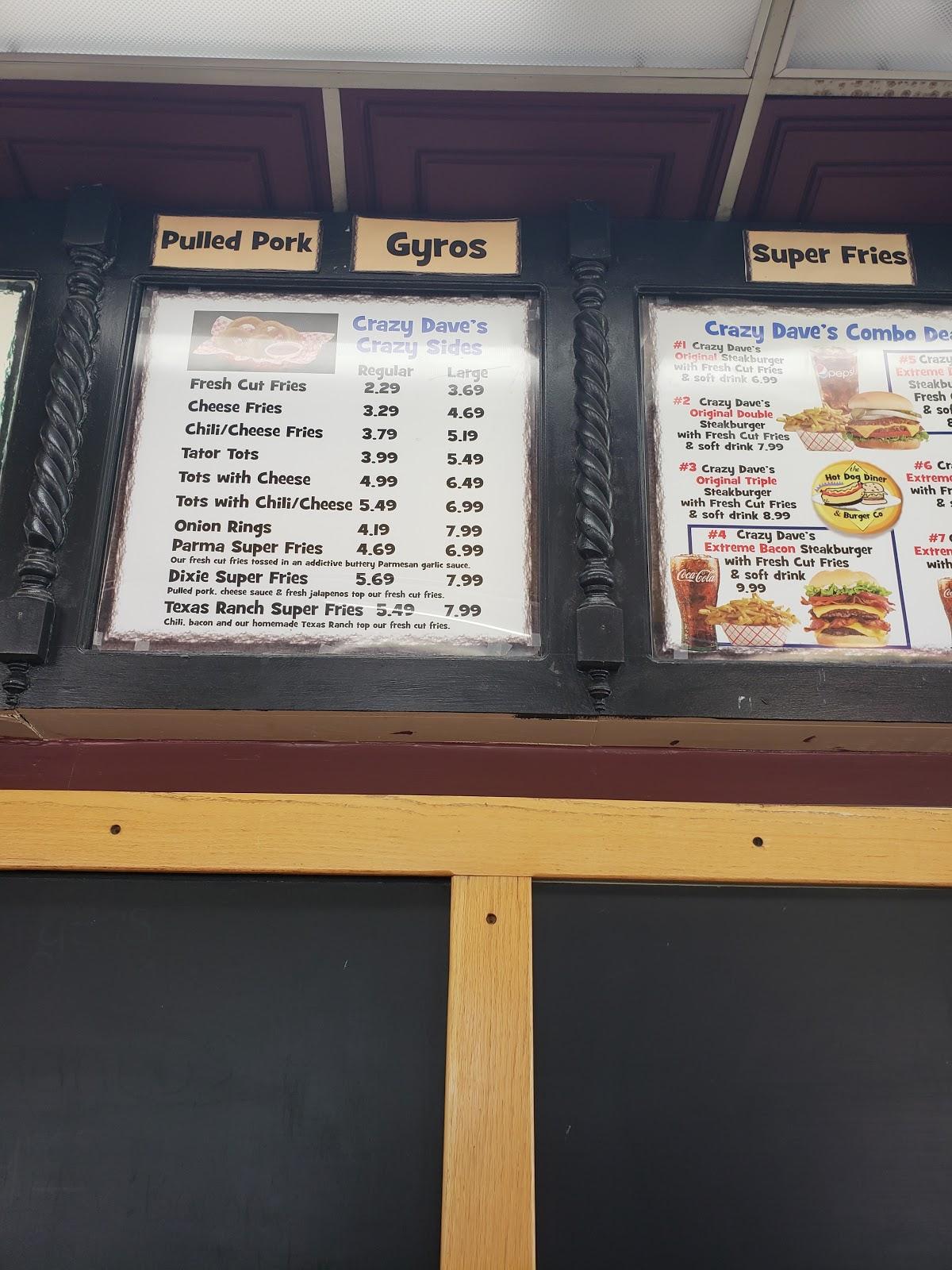 Menu at Hot Dog Diner & Burger Co. restaurant, Parma, Pearl Rd
