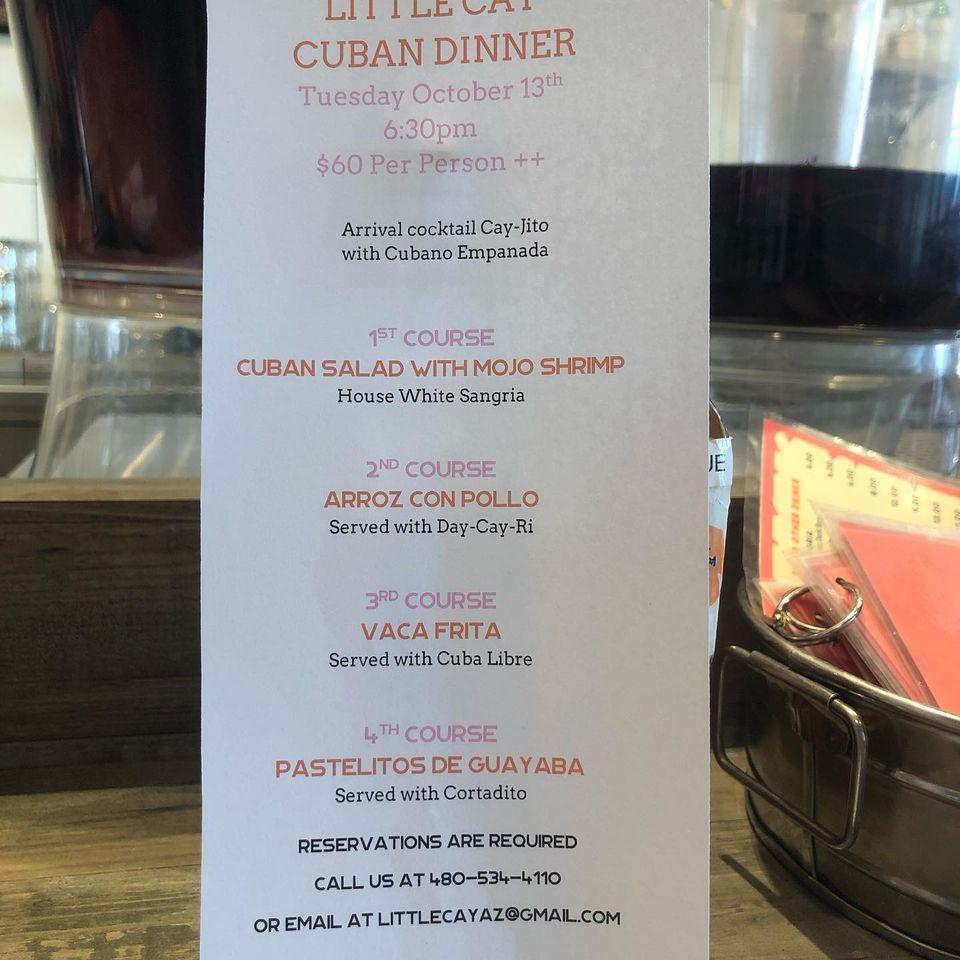 Menu at Little Cay restaurant, Scottsdale