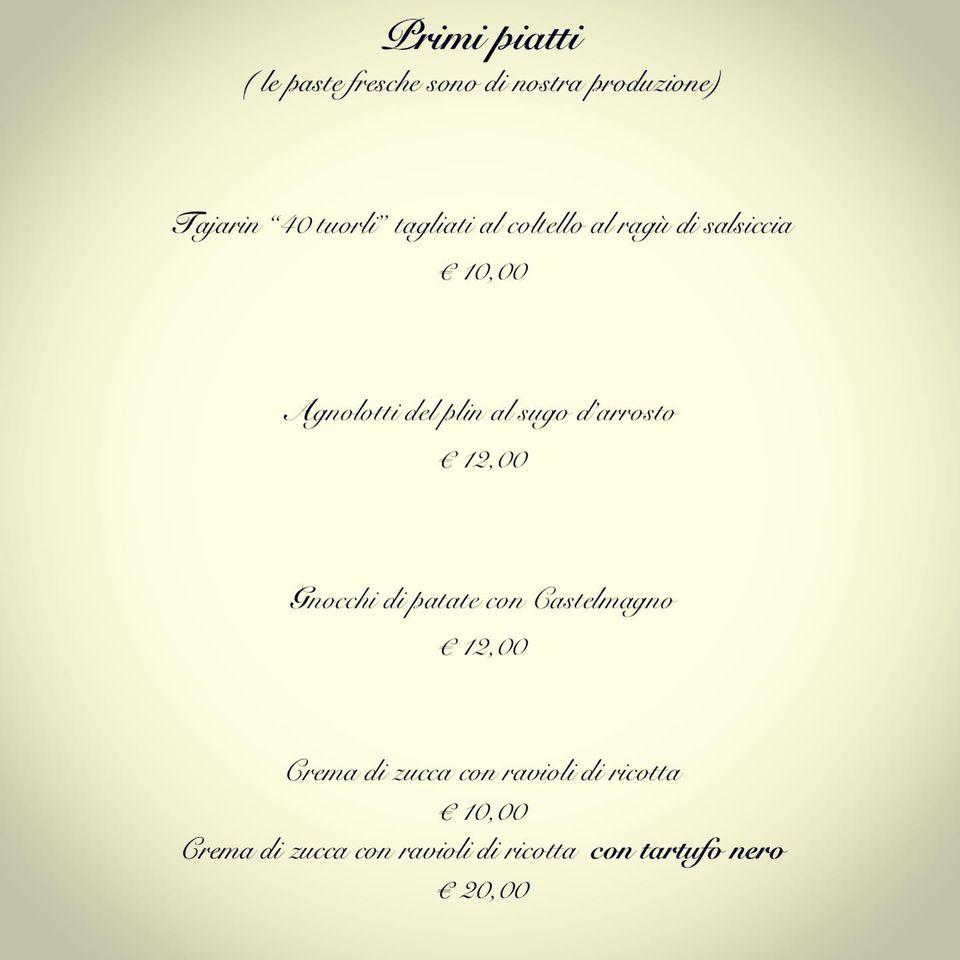 Menu da Osteria del Vicoletto ristorante, Alba