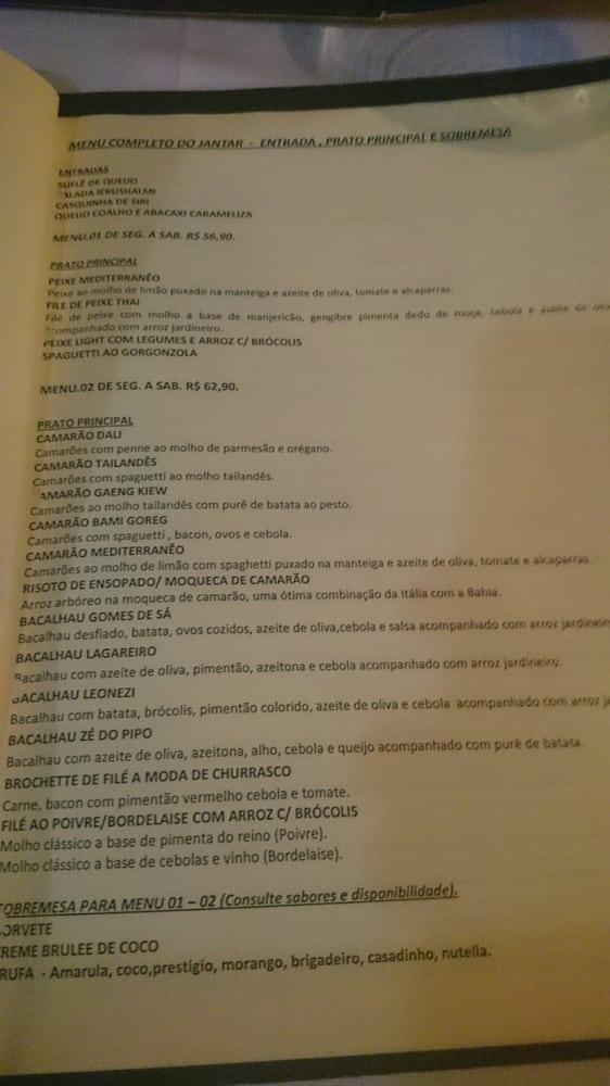 Menu at Salvador Dali Restaurante, Salvador