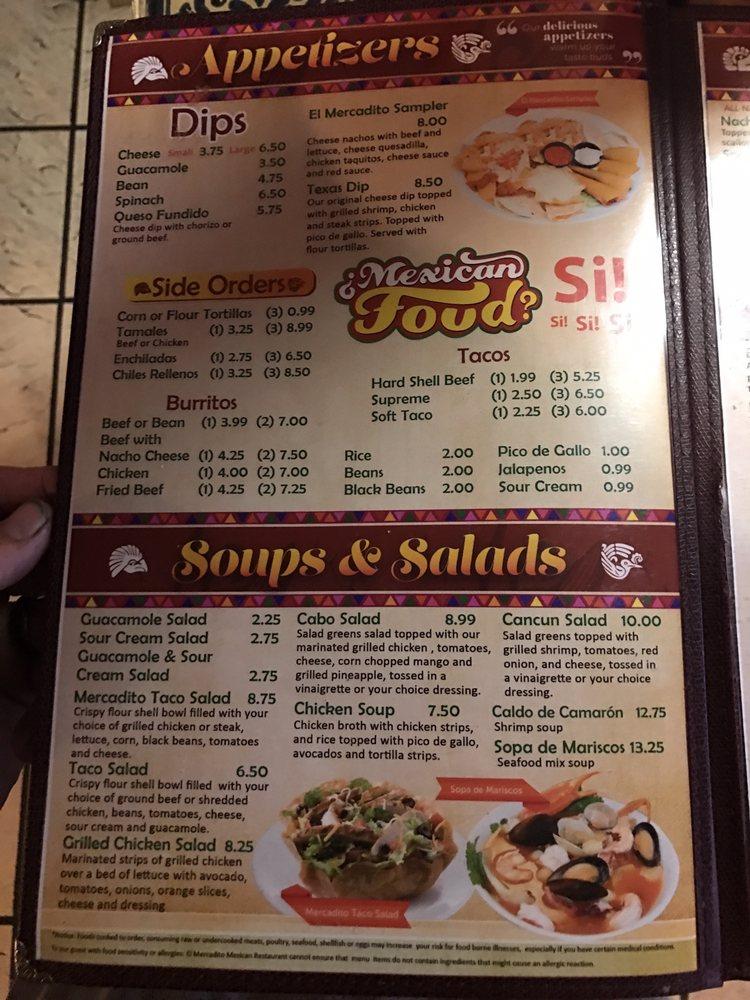 Menu at El Mercadito & Taqueria restaurant, Johns Island