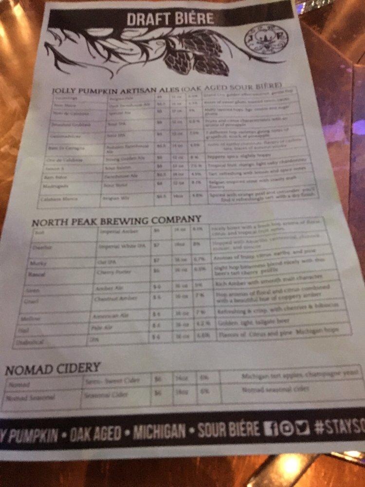 Menu at Jolly Pumpkin Restaurant and Taphouse, Royal Oak, 419 S Main St