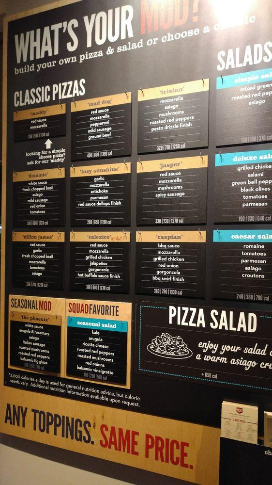 Menu at MOD Pizza pizzeria, Bowie
