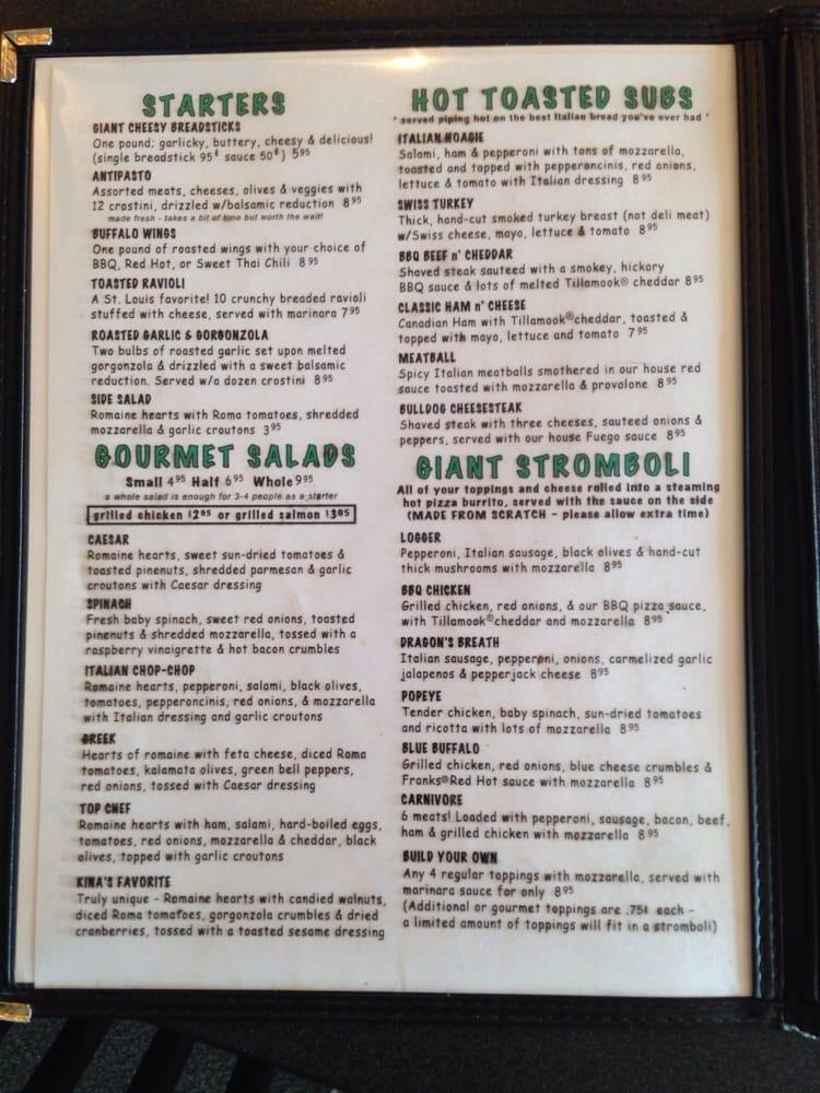 Menu at Paizano's Pizza pub & bar, Baker City