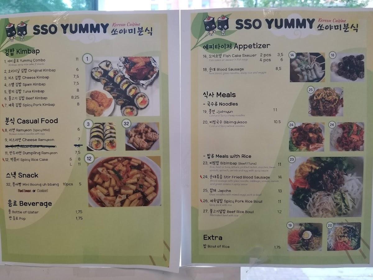Menu at Sso Yummy restaurant, Calgary