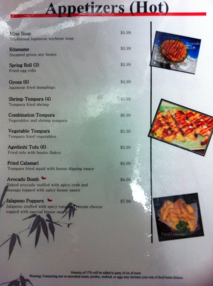 Menu at Sushi NiNi restaurant, Round Rock