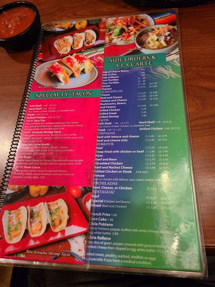Menu at Casa Del Sabor restaurant, Springfield