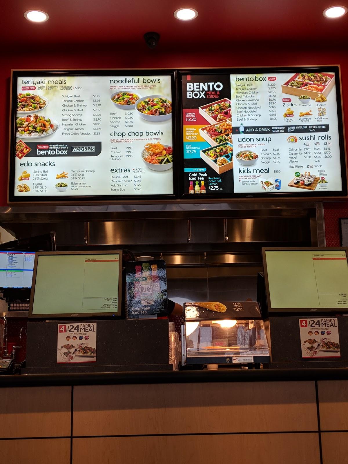 Menu at Edo Japan restaurant, Edmonton, James Mowatt Trail SW