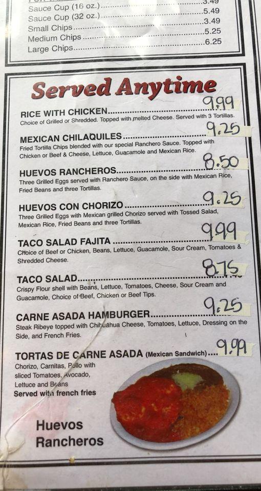 Menu at El Sol Mexican Restaurant, Waverly, E Bremer Ave