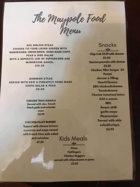 Menu at Maypole pub & bar, Sutton-in-Ashfield