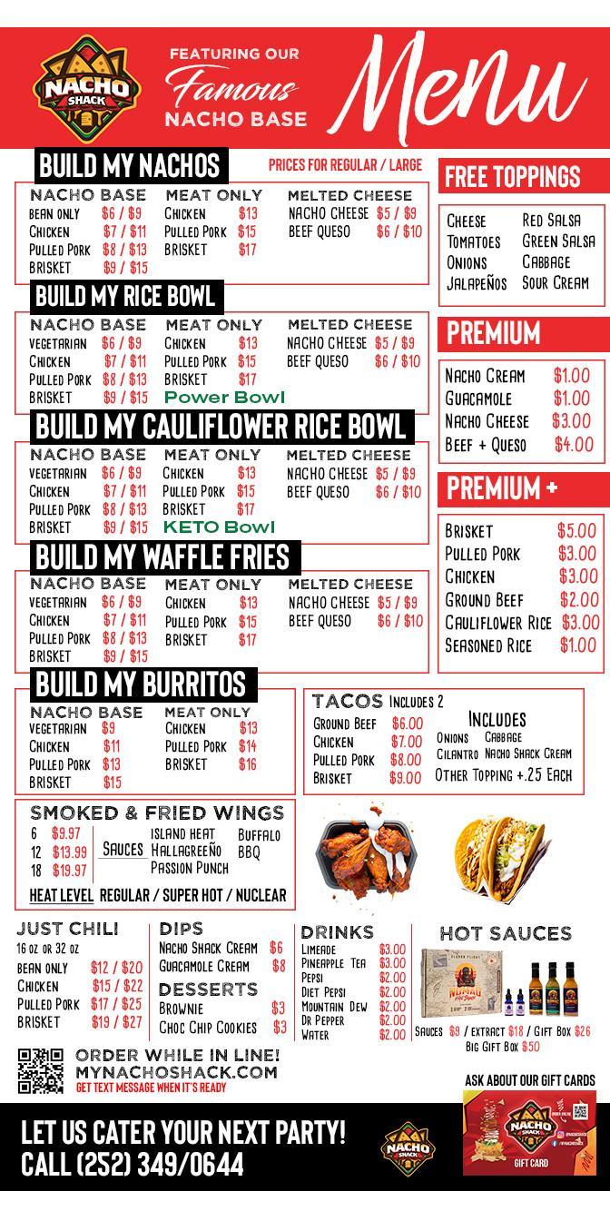 Menu at Nacho Shack restaurant, Havelock