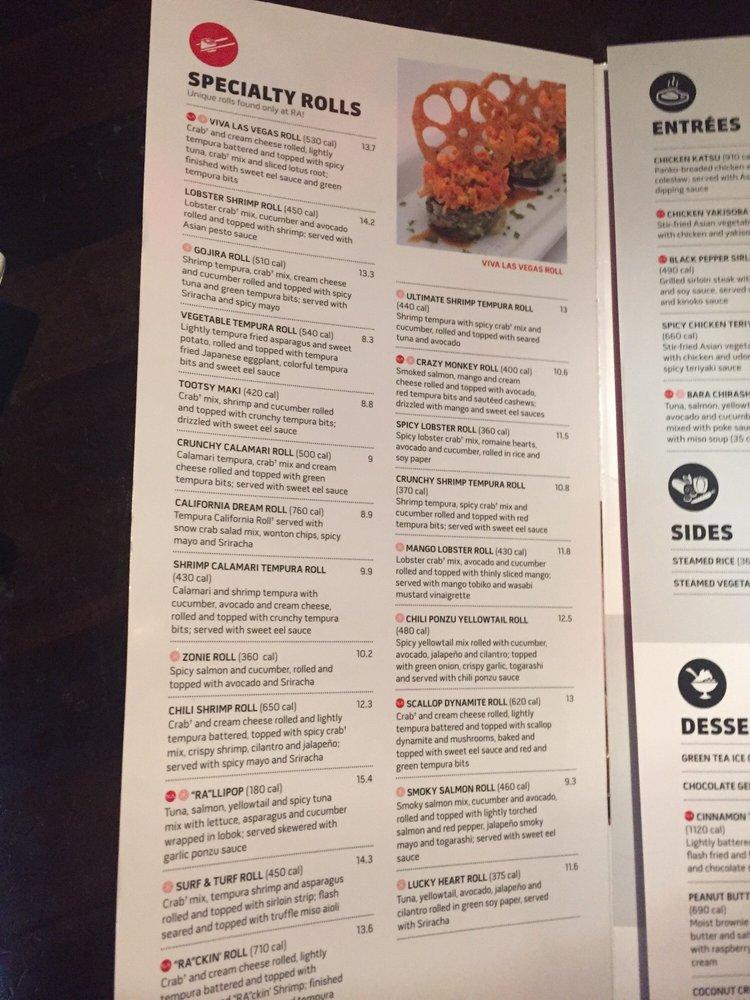 Menu at RA Sushi Bar Restaurant, Tucson