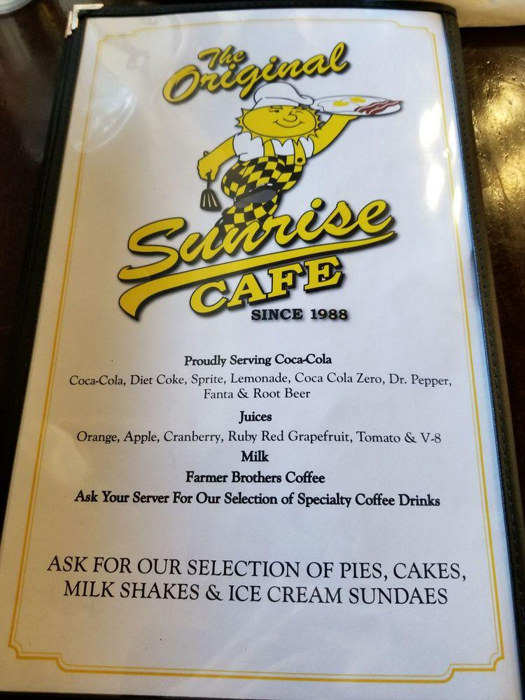 Menu at The Original Sunrise Cafe, Boise, Fairview Ave