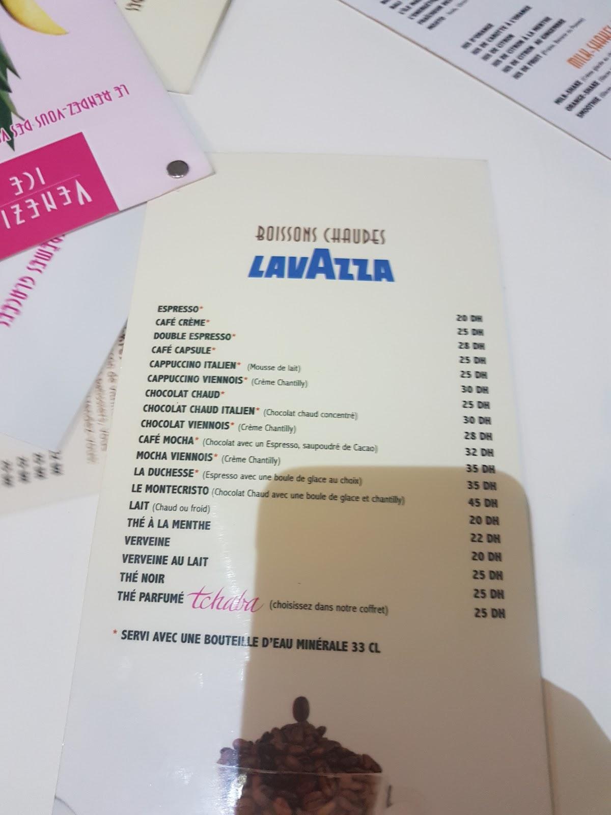 Carta del café Venezia Ice, Saidia