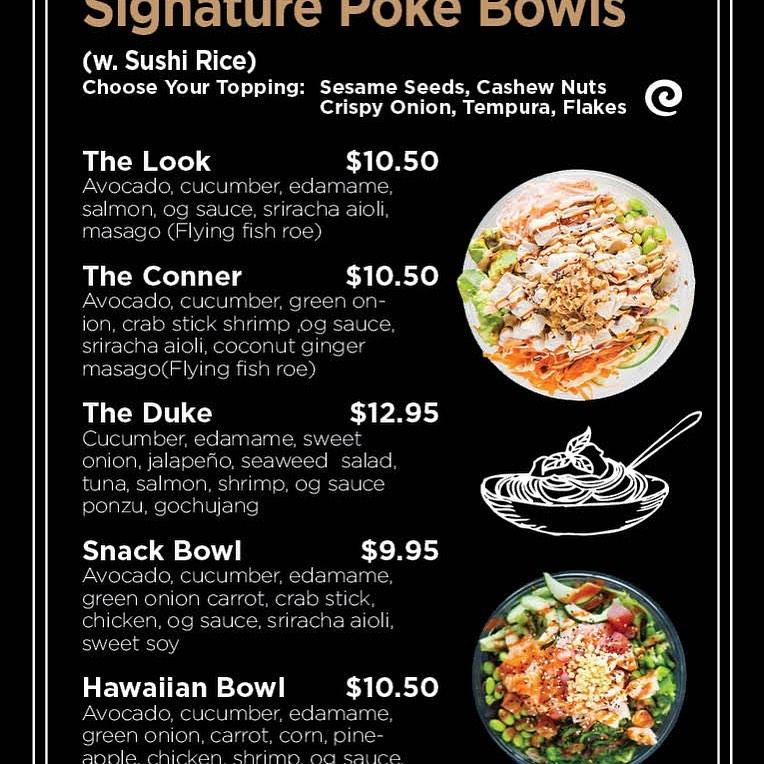 Menu at YW POKE restaurant, Bentonville