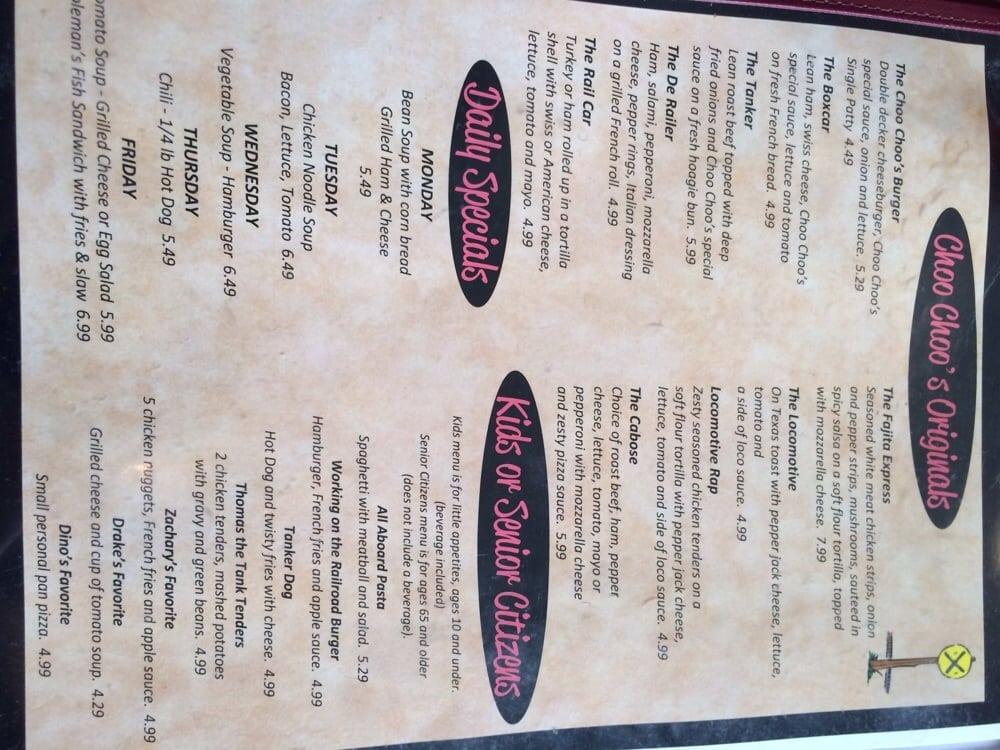 Menu at Choo-Choo's Restaurant LLC, New Martinsville
