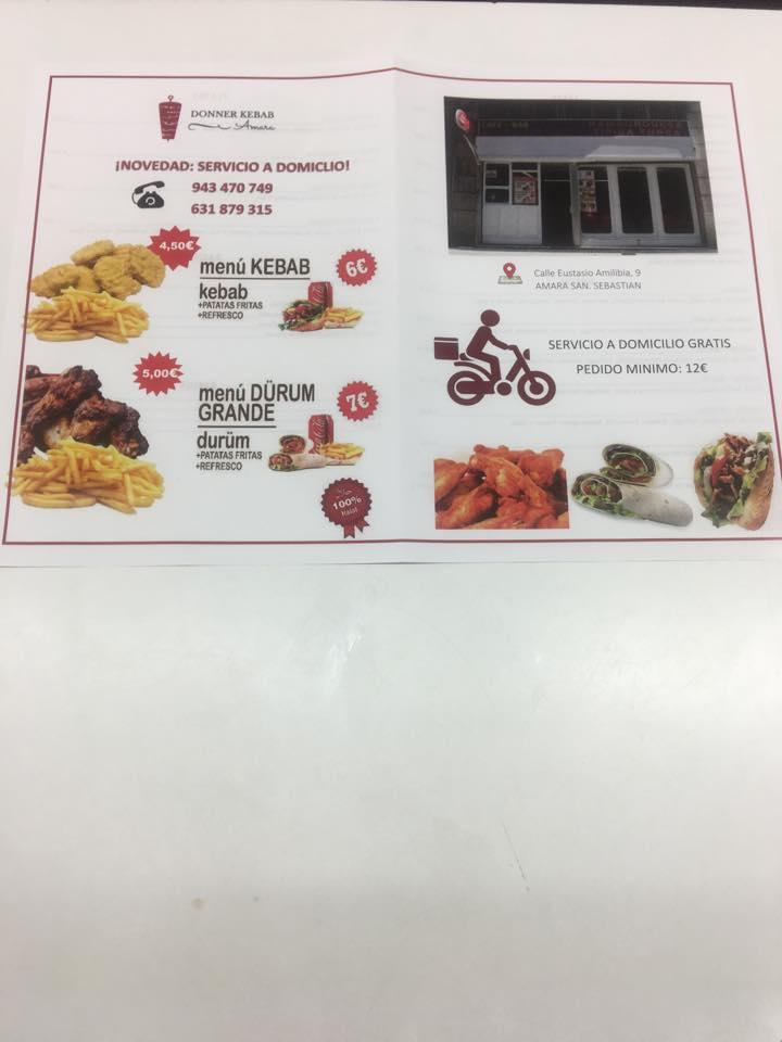 Carta del restaurante KEBAB TURCO AMARA, San Sebastián
