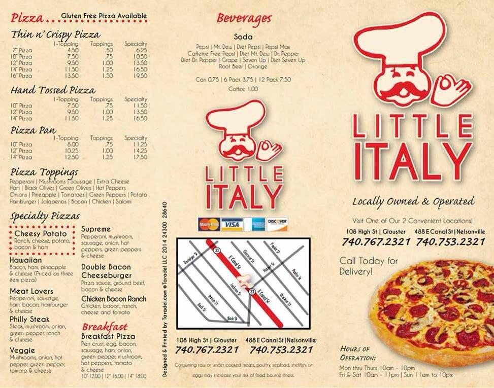 Menu at Little Italy Pizza Inc pizzeria, Nelsonville