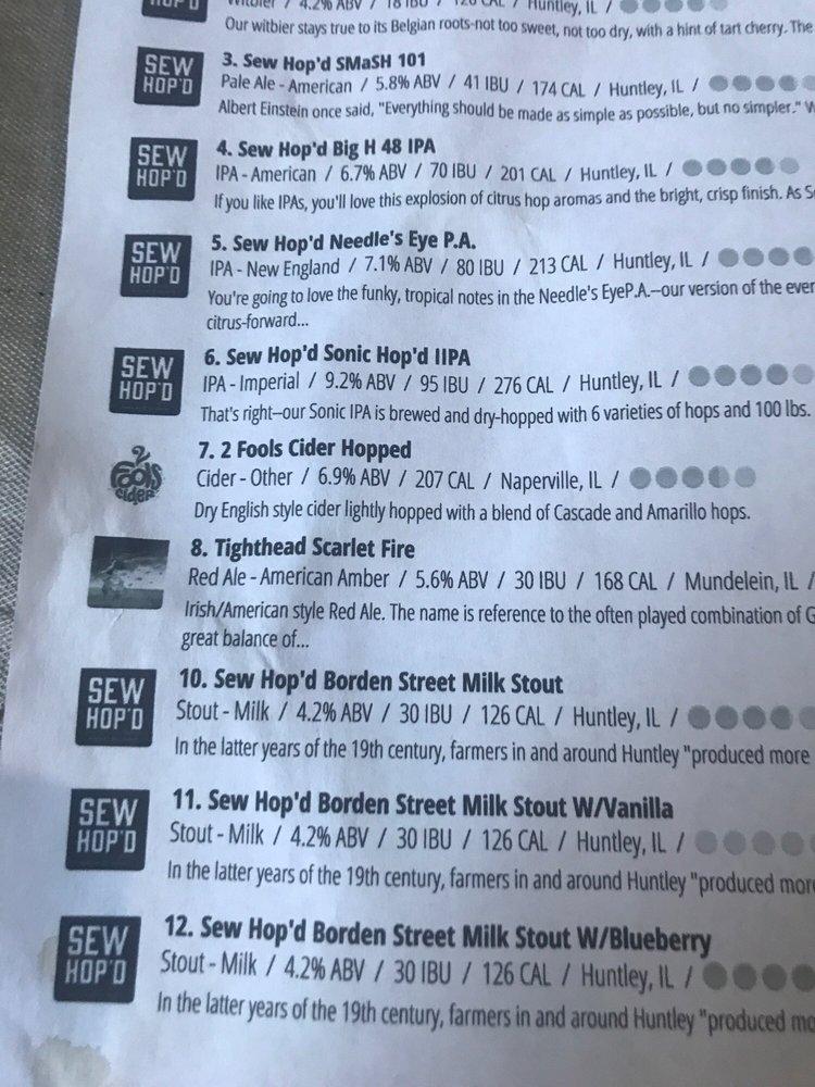Menu at Sew Hop'd pub & bar, Huntley