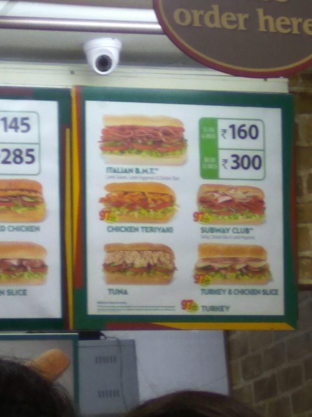 Menu at Subway, Faridabad, 47