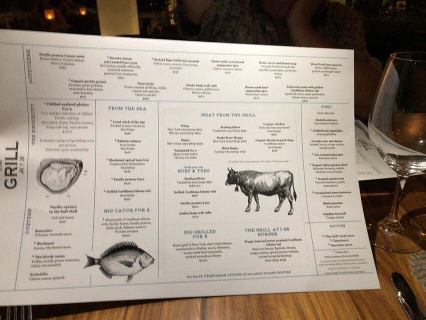 Carta de parrilla The Grill at 1-26- Grand Hyatt Playa del Carmen ...