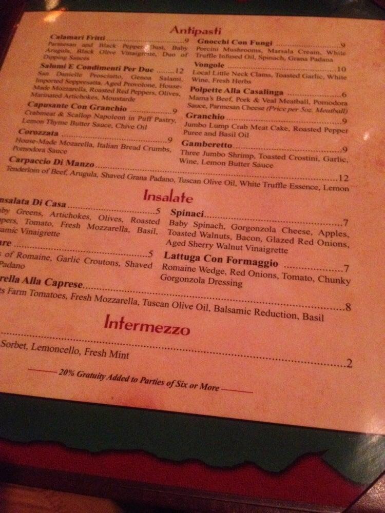 Menu at CIBO restaurant, Fort Myers