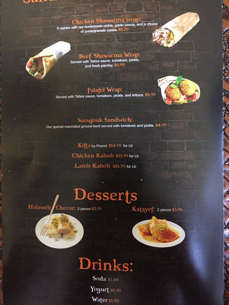 Menu at Damaskino Mediterranean Food restaurant, Jacksonville