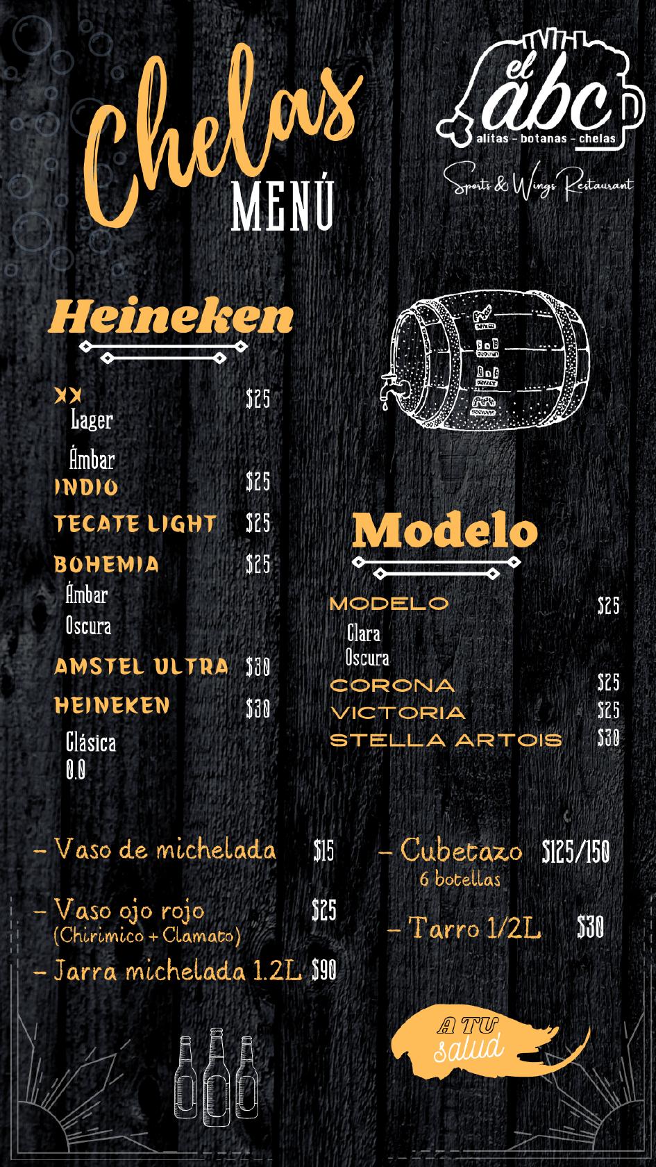Menu at El ABC Sports & Wings pub & bar, Ocozocoautla de Espinosa