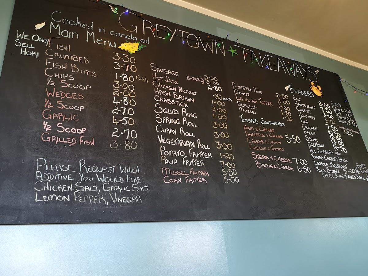 Menu at Greytown Takeaways fast food, Greytown