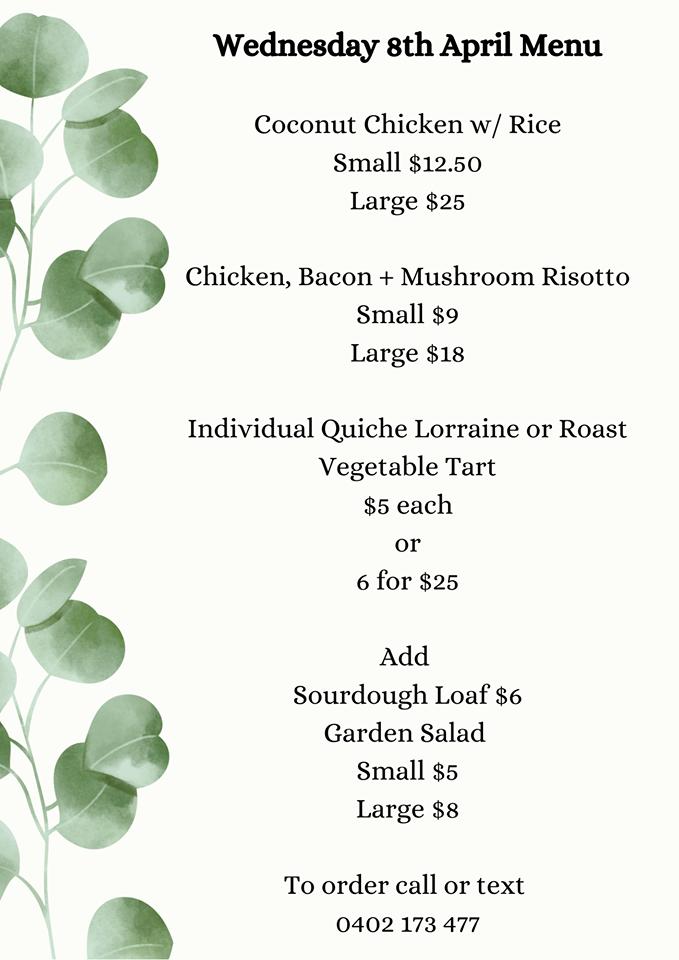 Menu at Junee Railway Station Cafe, Junee